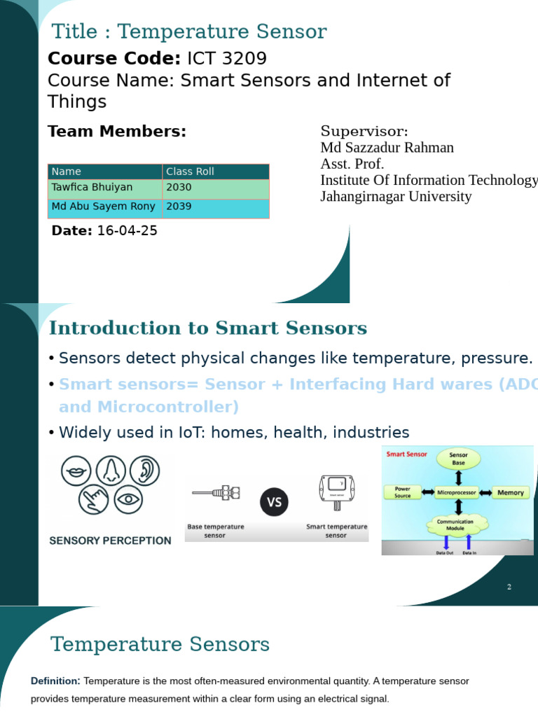 Temperature Sensors | PDF | Thermometer | Sensor