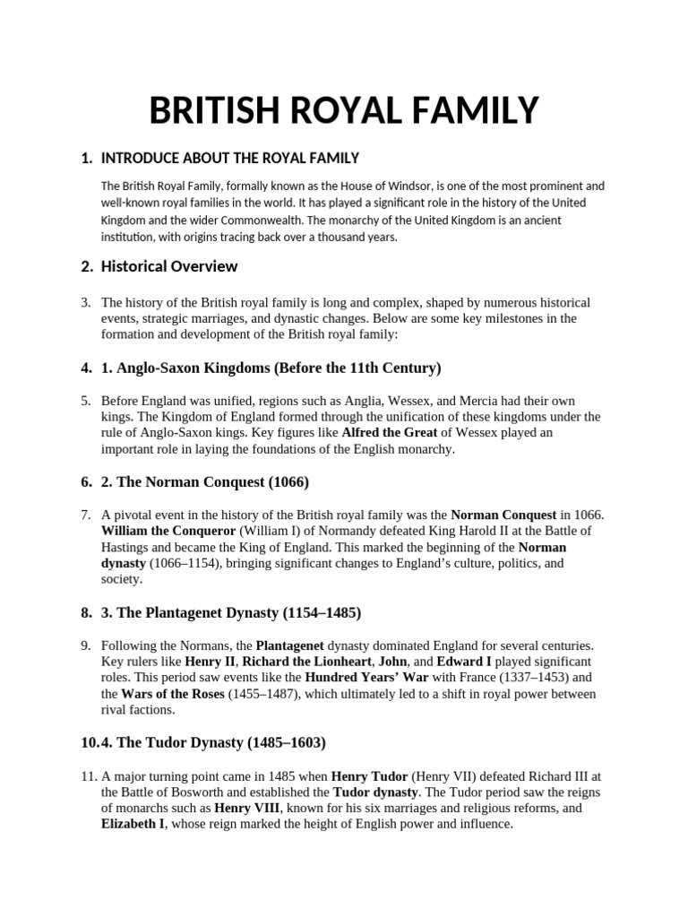 BRITISH ROYAL FAMILY - Docx2 | PDF | Kingdom Of England | House Of Tudor