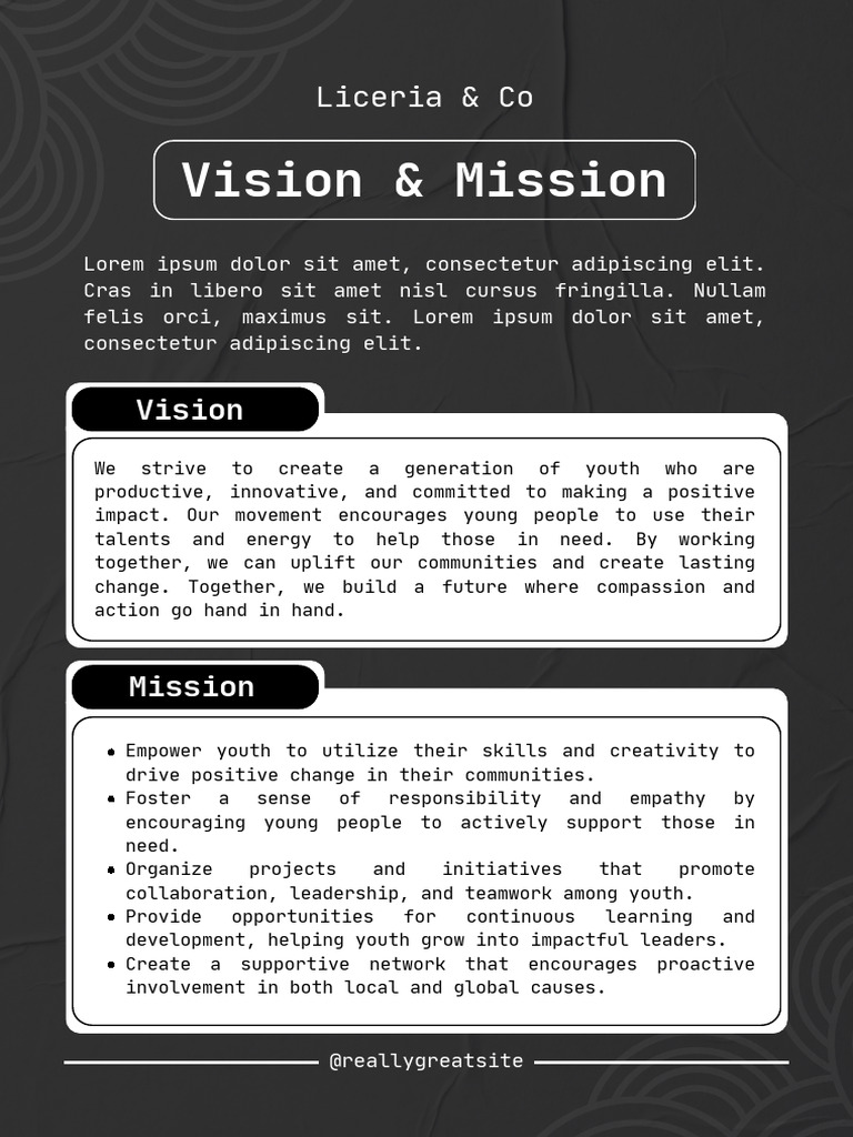 Black and White Simple Vision and Mission Poster | PDF