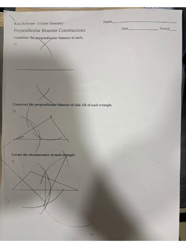 Math Geometry Constructions Bisectors Perpendicular | PDF