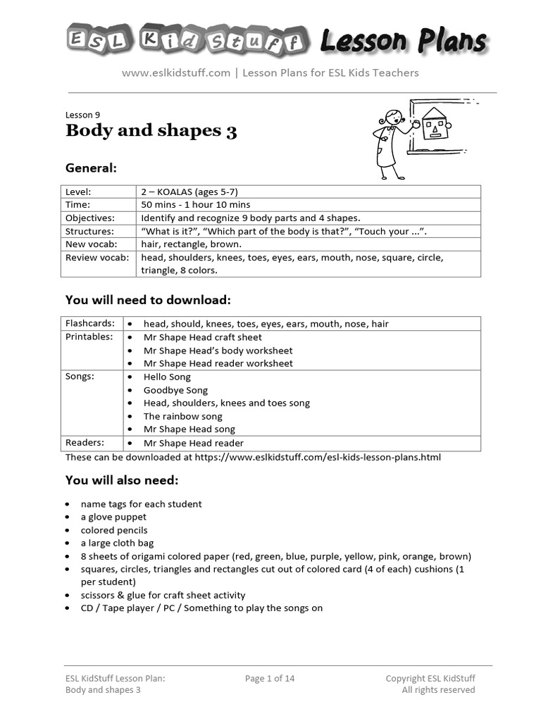 PDF Level 2 Lesson 9 Body and Shapes 3 US | PDF
