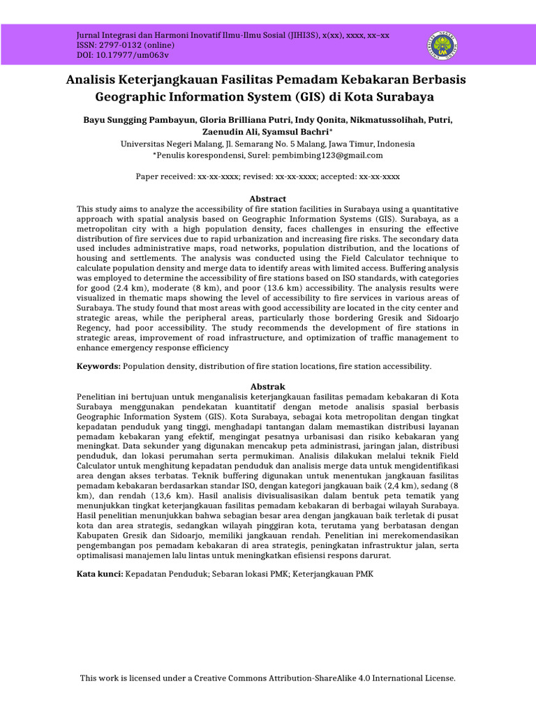 Artikel - Analisis Keterjangkauan Fasilitas Pemadam Kebakaran Berbasis GIS (Geographic ...