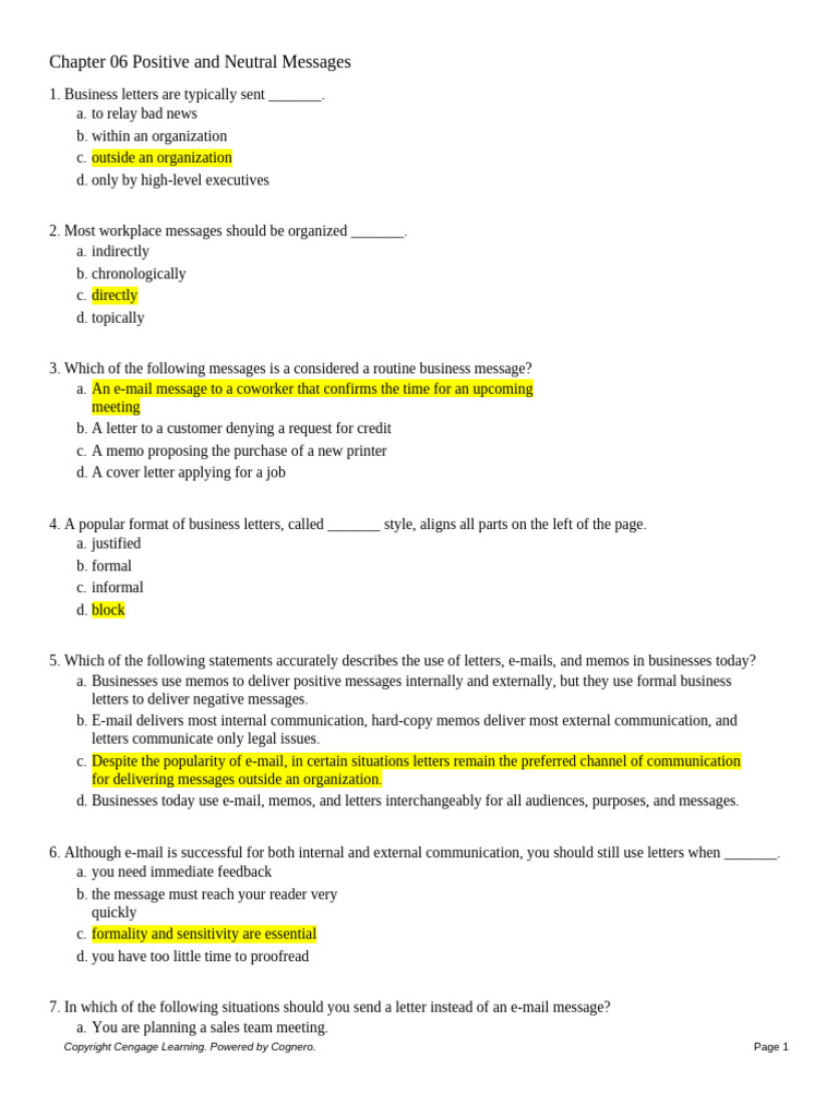 Chapter - 06 - Positive - and - Neutral - Messages Without Answer | PDF ...