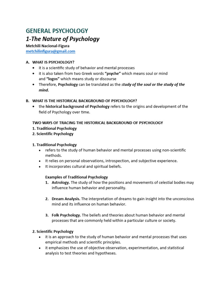 Overview of General Psychology Principles | PDF | Psychology ...