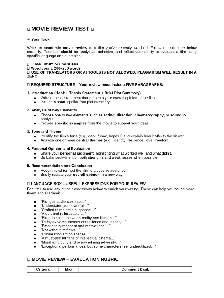 Academic Film Review Guidelines | PDF | Linguistics | Human Communication