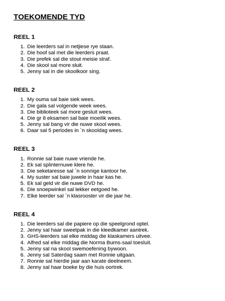 Toekomende Tyd Memo | PDF