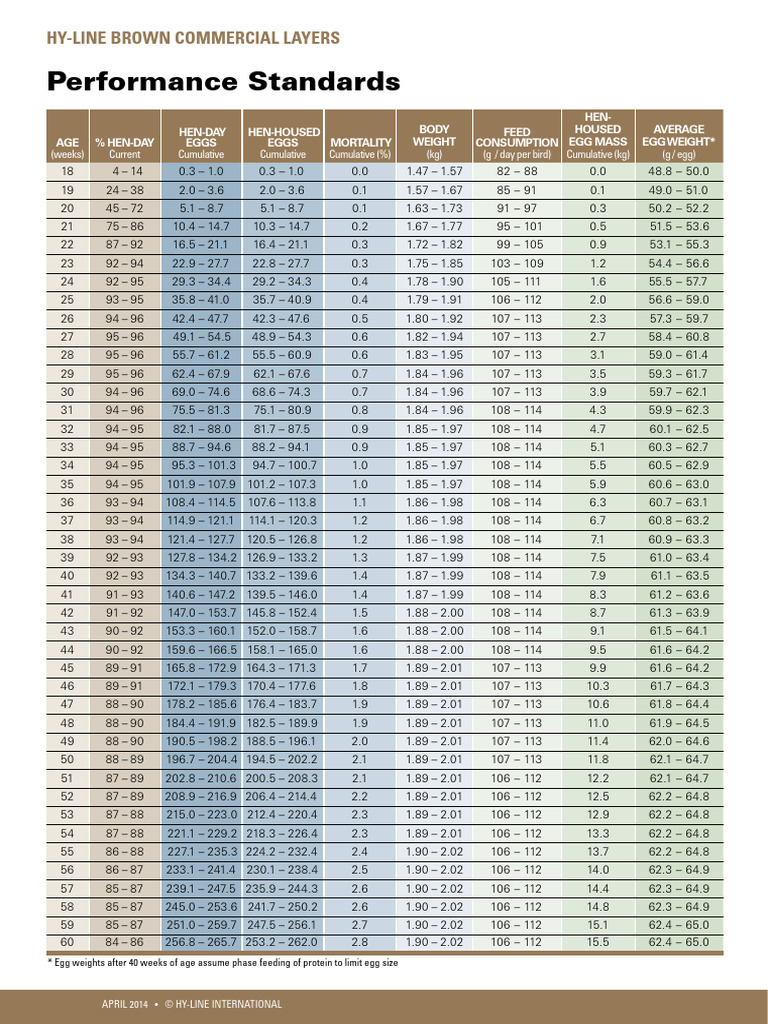 Hy-Line Brown Layer Performance Data | PDF