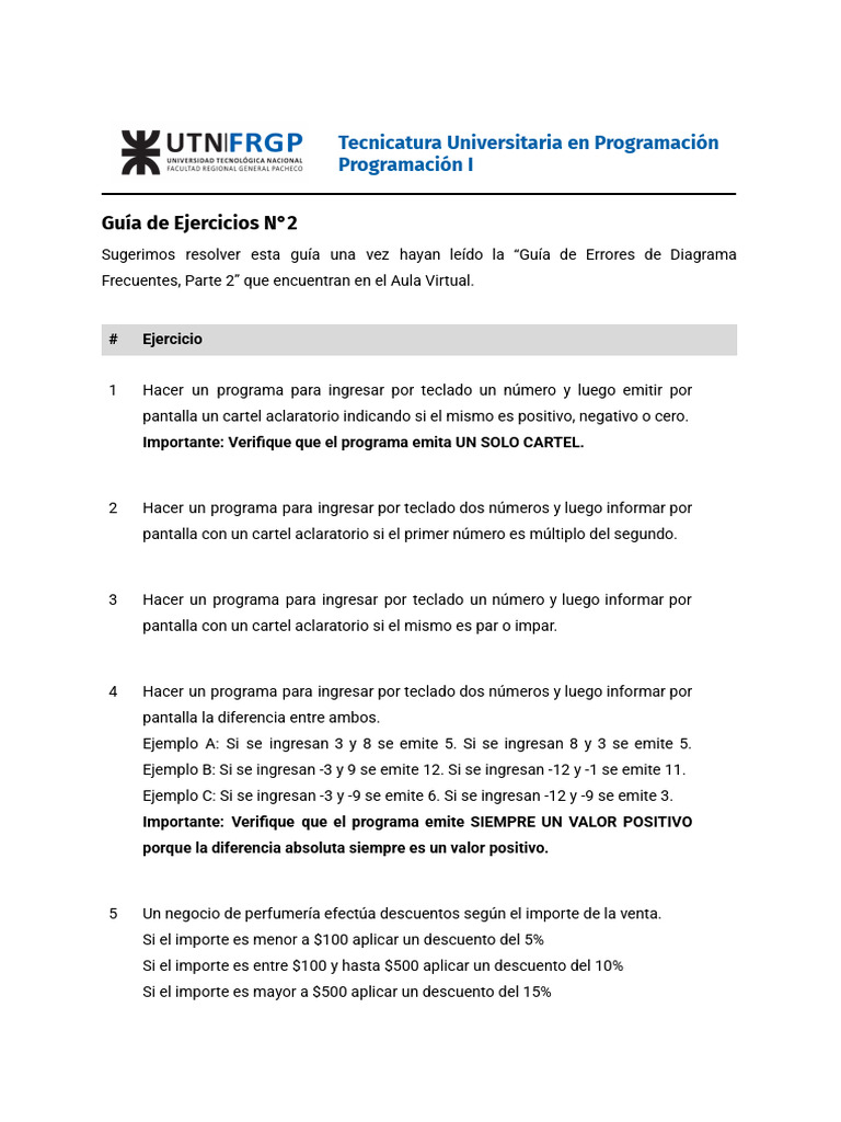 PR1 - Guía de Ejercicios N°2 | PDF | Presupuesto | Triángulo