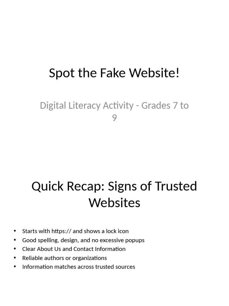 Identify Trusted vs. Fake Websites | PDF