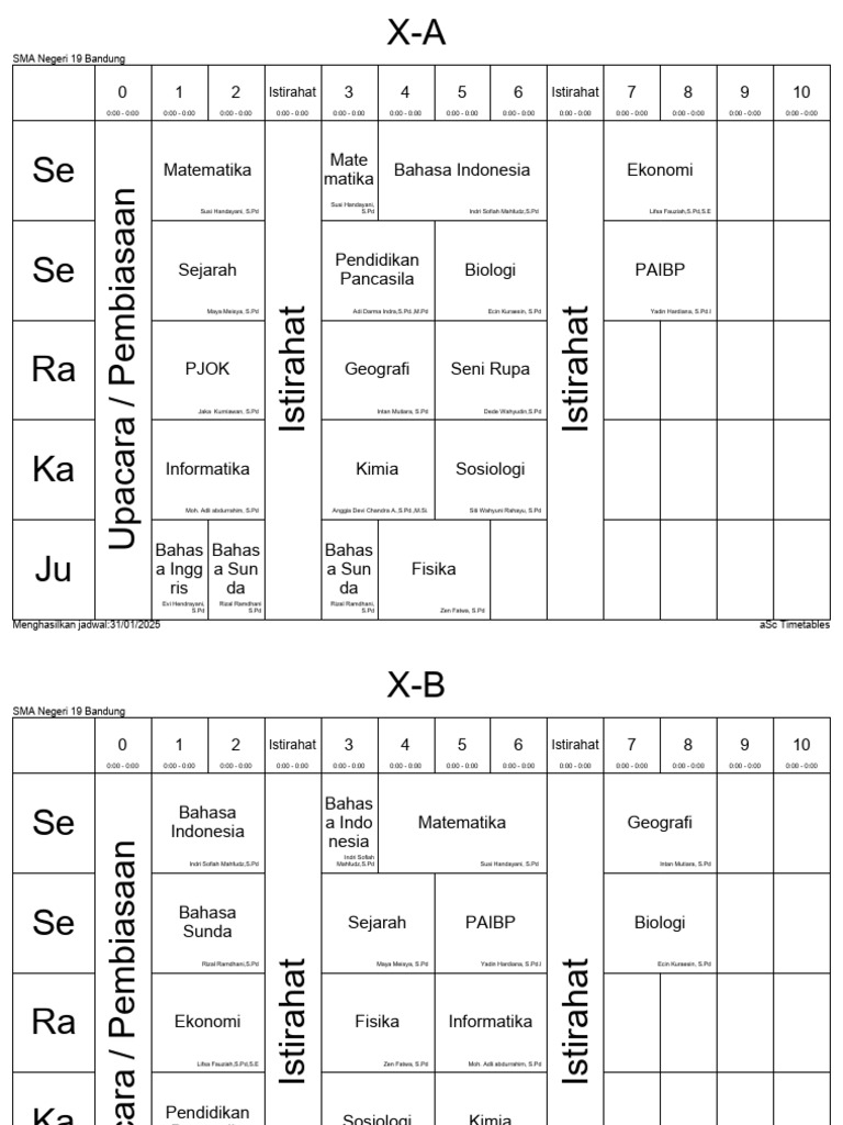 Jadwal KBM KELAS Februari 2025 | PDF