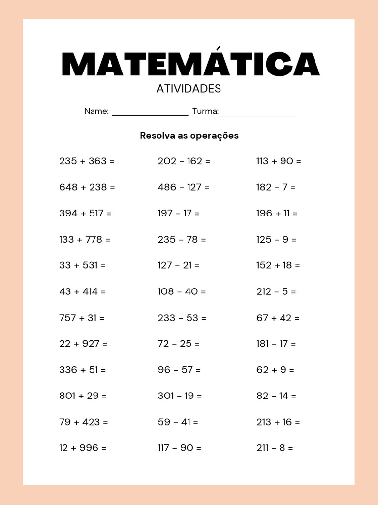 Atividade de Matemática 6 Ano | PDF