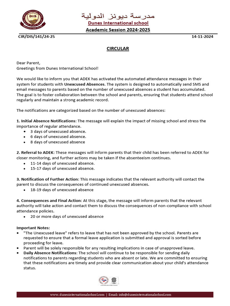 CIR141 Unexcused Absences | PDF