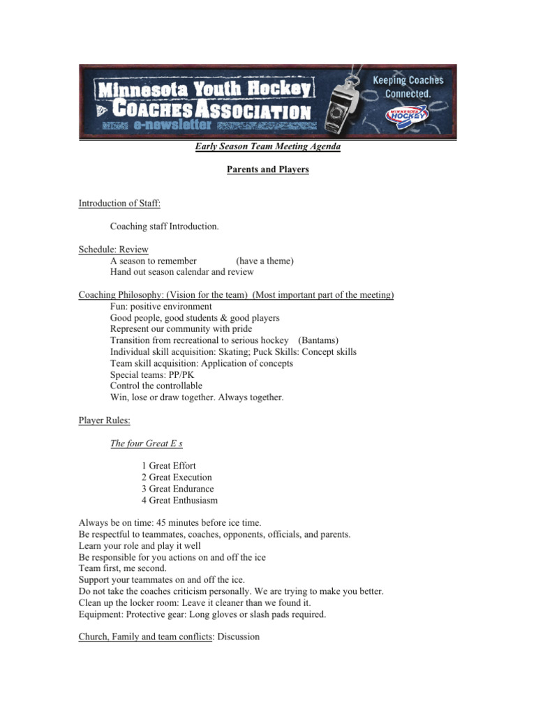 Early Season Team Meeting Agenda | PDF