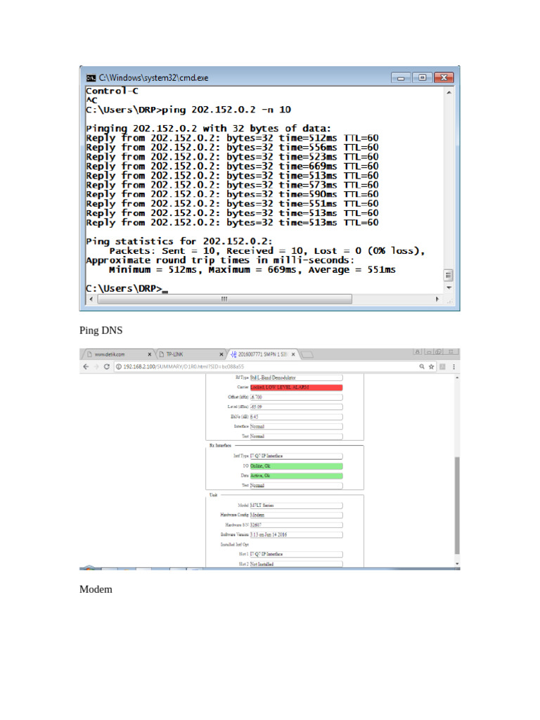 Understanding DNS Ping and Modem Setup | PDF