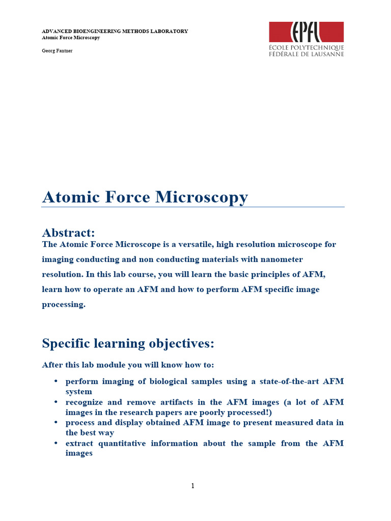 Atomic Force Microscopy - Details | PDF | Atomic Force Microscopy | Scanning Tunneling Microscope