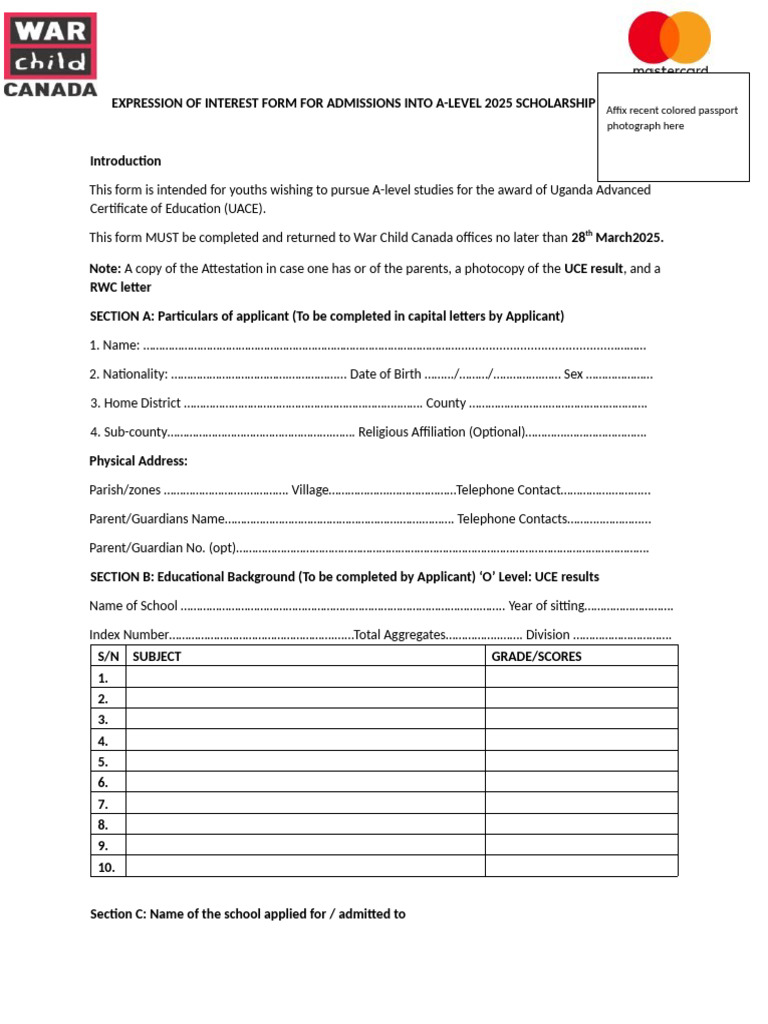 A-Level Application Forms | PDF
