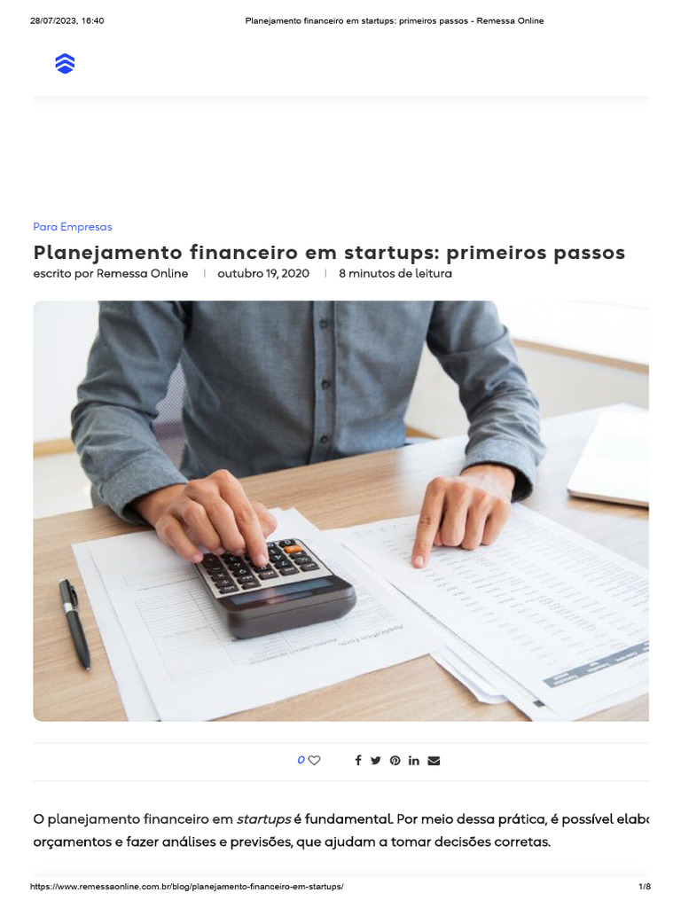 Planejamento Financeiro em Startups | PDF | Empresa Startup | Microempresas e Empreendedores