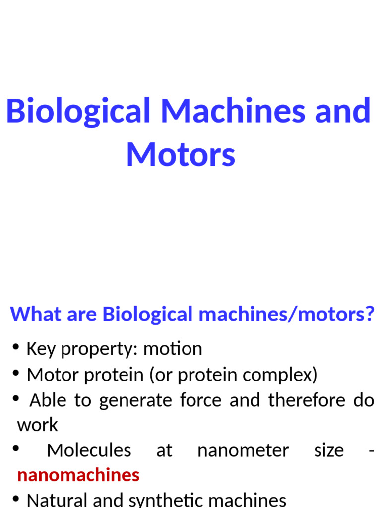 Biological Machines and Motors Cytoskeletal Motor Proteins, ATP ...