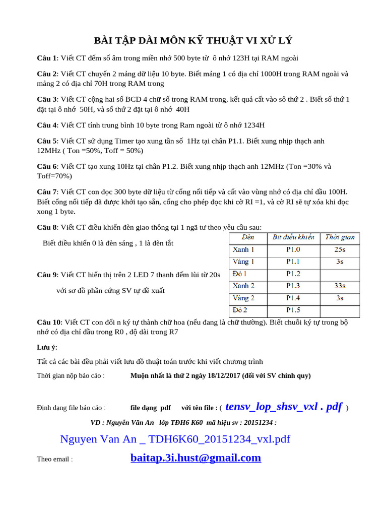 Bai Tap Dai VDK - K1 - 2017 | PDF