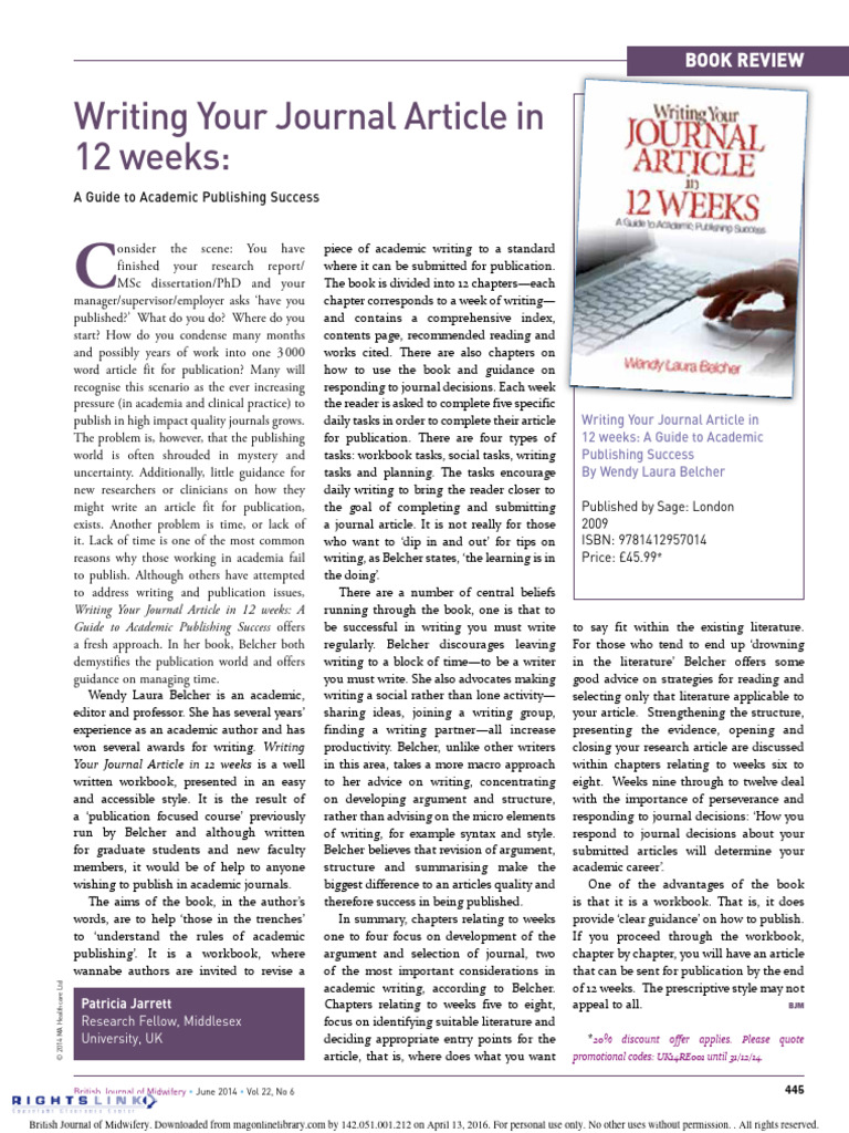 Journal Article Writing in 12 Weeks | PDF | Books | Thesis