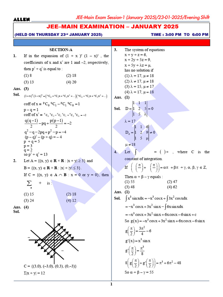 23 Jan 2025 Evening Session Mathematics | PDF | Geometry | Euclidean ...
