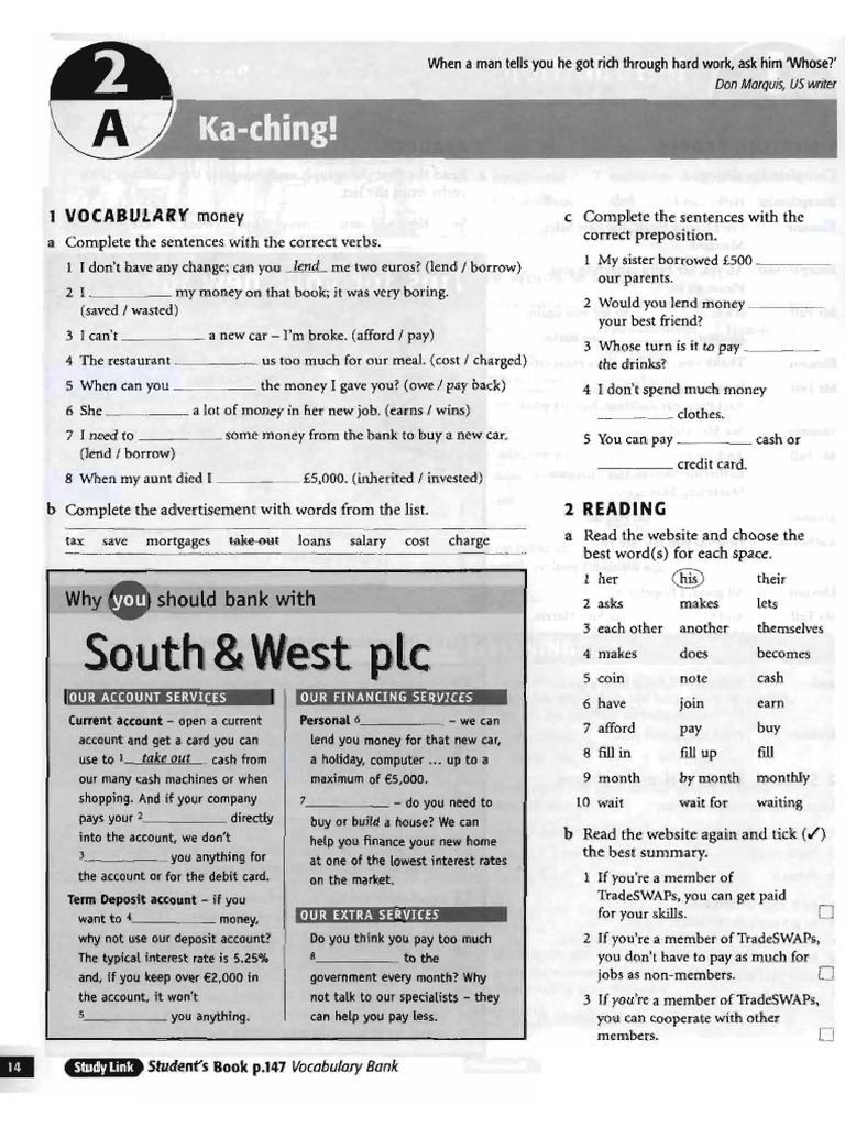 New English File Intermediate - WB - 2A | PDF