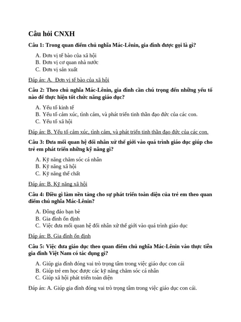 Câu hỏi CNXH | PDF