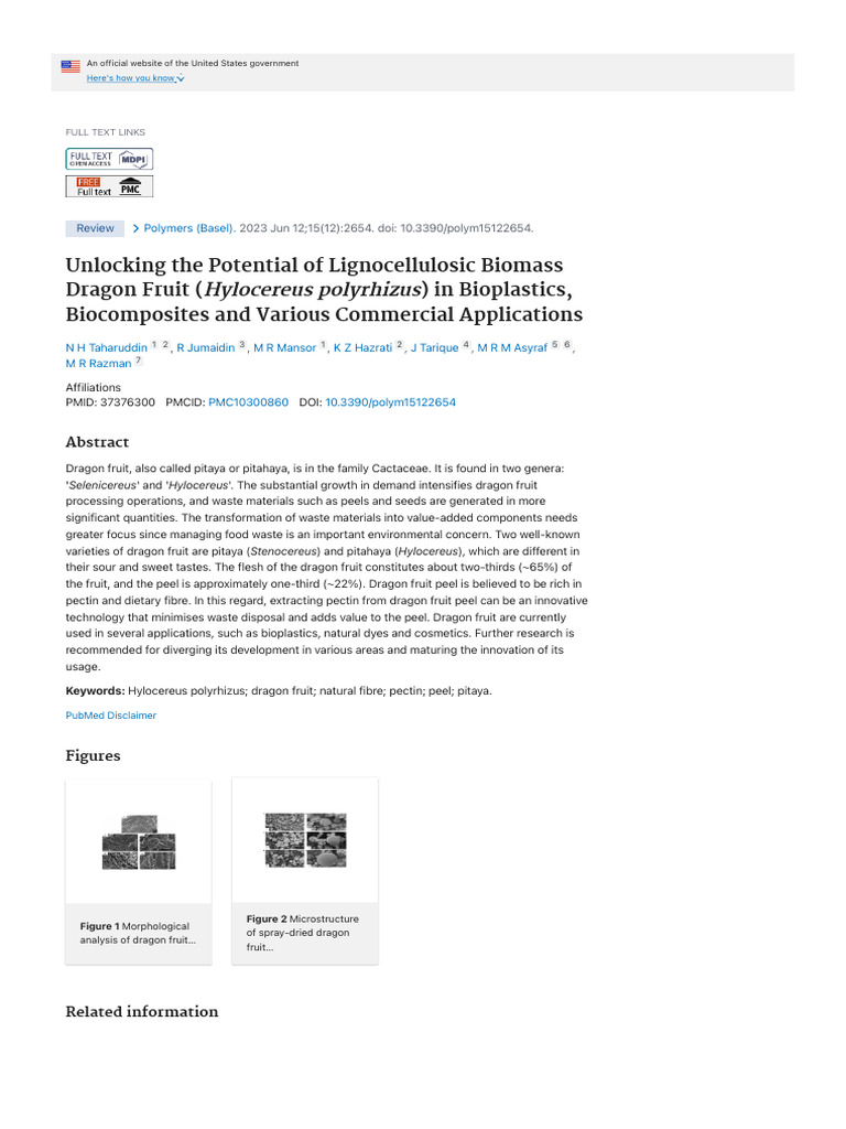 Unlocking the Potential of Lignocellulosic Biomass Dragon Fruit ...