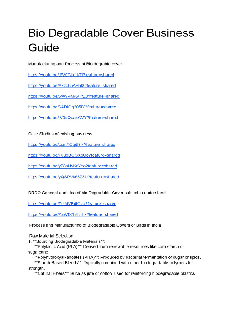 Bio Degradable Cover Bussiness | PDF | Biodegradation | Extrusion