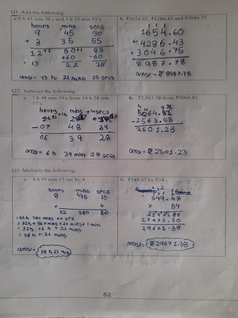 Today's Maths Class Work | PDF