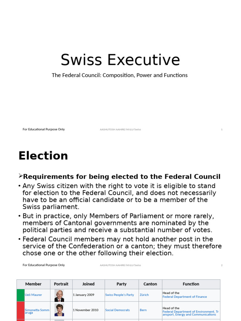 3.2 Swiss Executive - Organisation | PDF | Political Law | Forms Of ...