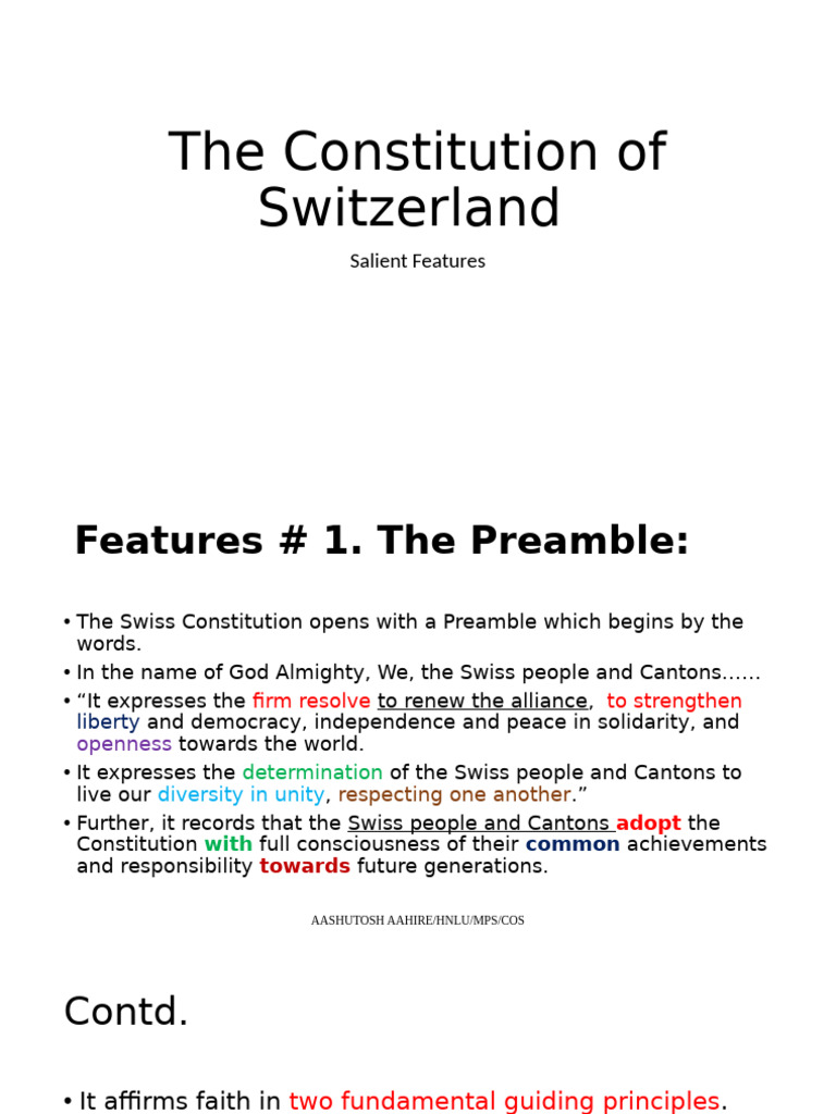 3.1.1 Swiss Constitution Features | PDF | Switzerland | Political Charters