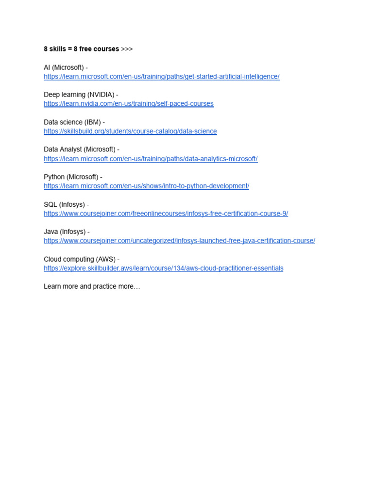 8 Skills 8 Free Courses | PDF