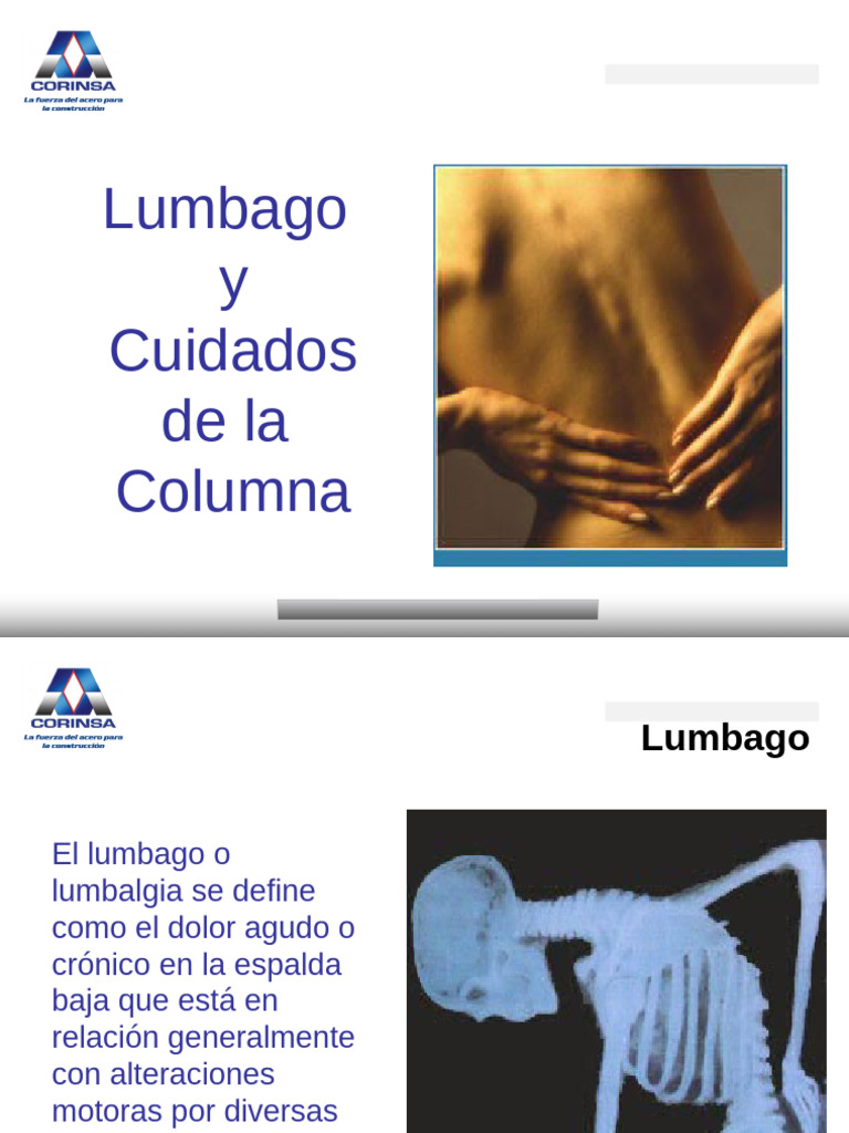 Lumbago y Cuidados de La Columna | PDF | Dolor lumbar | Enfermedades y ...