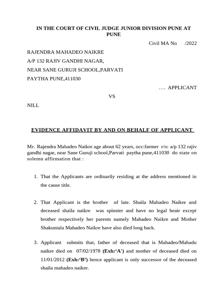 Evidence Affidavit Naikre | PDF | Private Law | Common Law