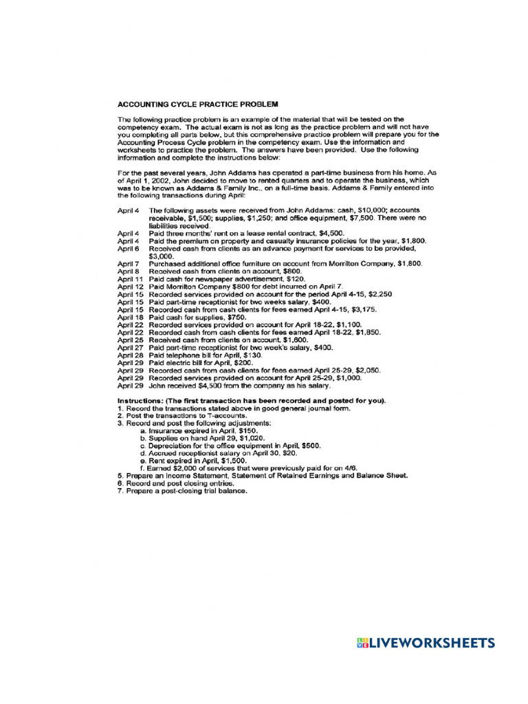 Worksheet 1443474 | PDF