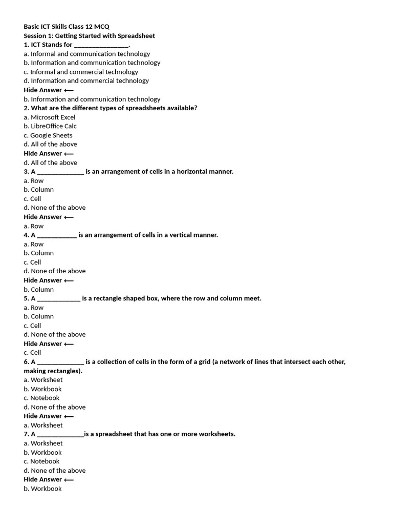 Unit 3 - Information and Communication Technology | PDF | Spreadsheet | Worksheet