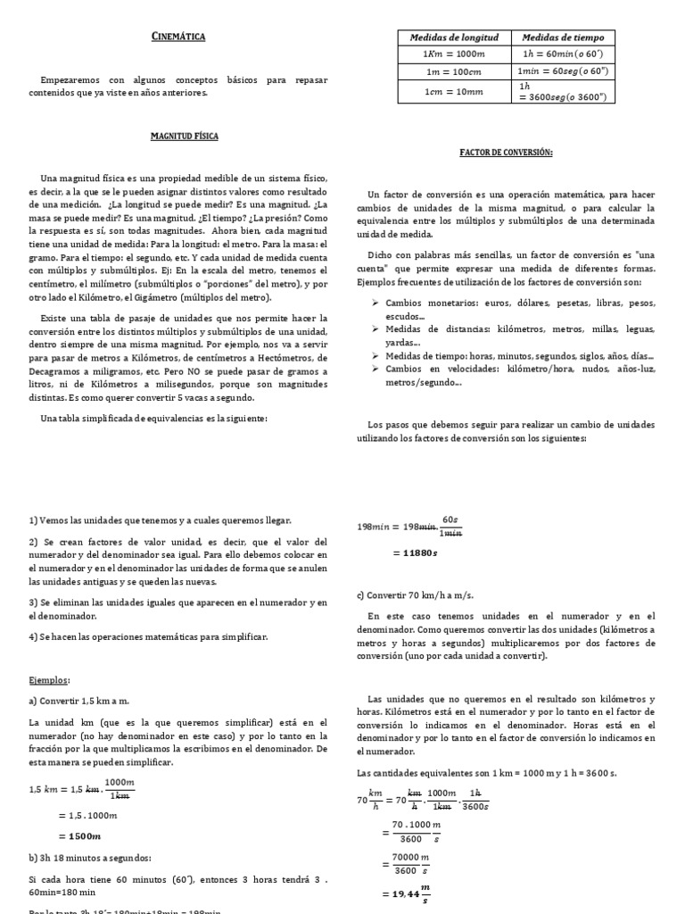 Cinemática (1° Parte) | PDF | Medición | Cantidad