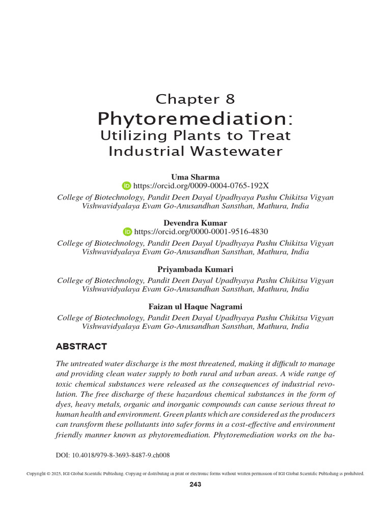 Phytoremediation Utilizing Plants To Treat Indust | PDF | Water Pollution | Soil