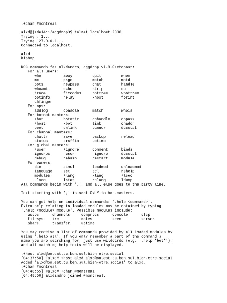 Eggdrop Bot Commands Overview | PDF