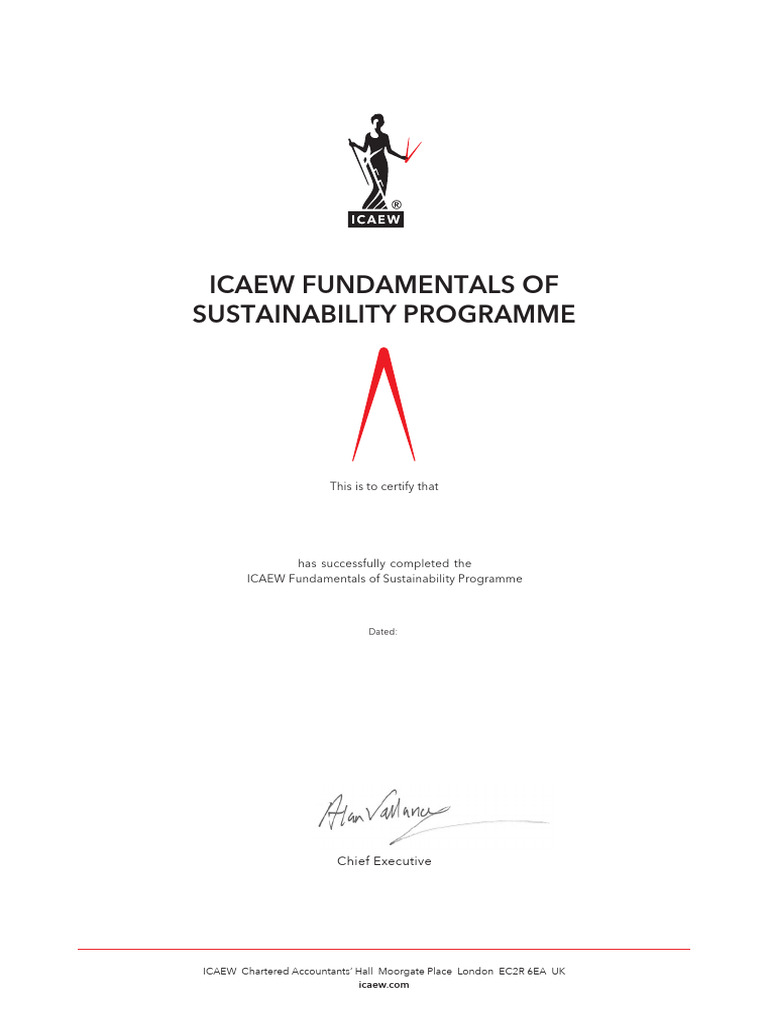 ICAEW Fundamentals of Sustainability Programme Certificate ICAEW ...