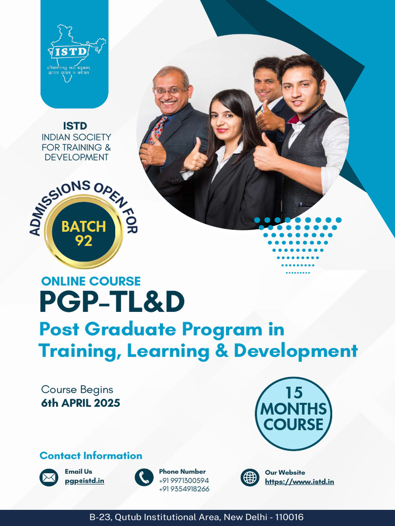 Istd PGP TL&D Prospectus | PDF | Learning | Instructional Design