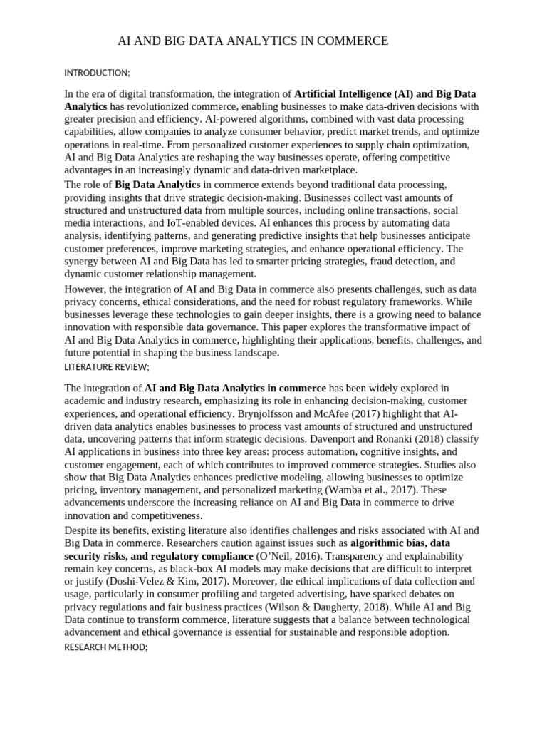Roshna.r Ai &big Data Analytics in Commerce | PDF | Artificial Intelligence | Intelligence (AI ...