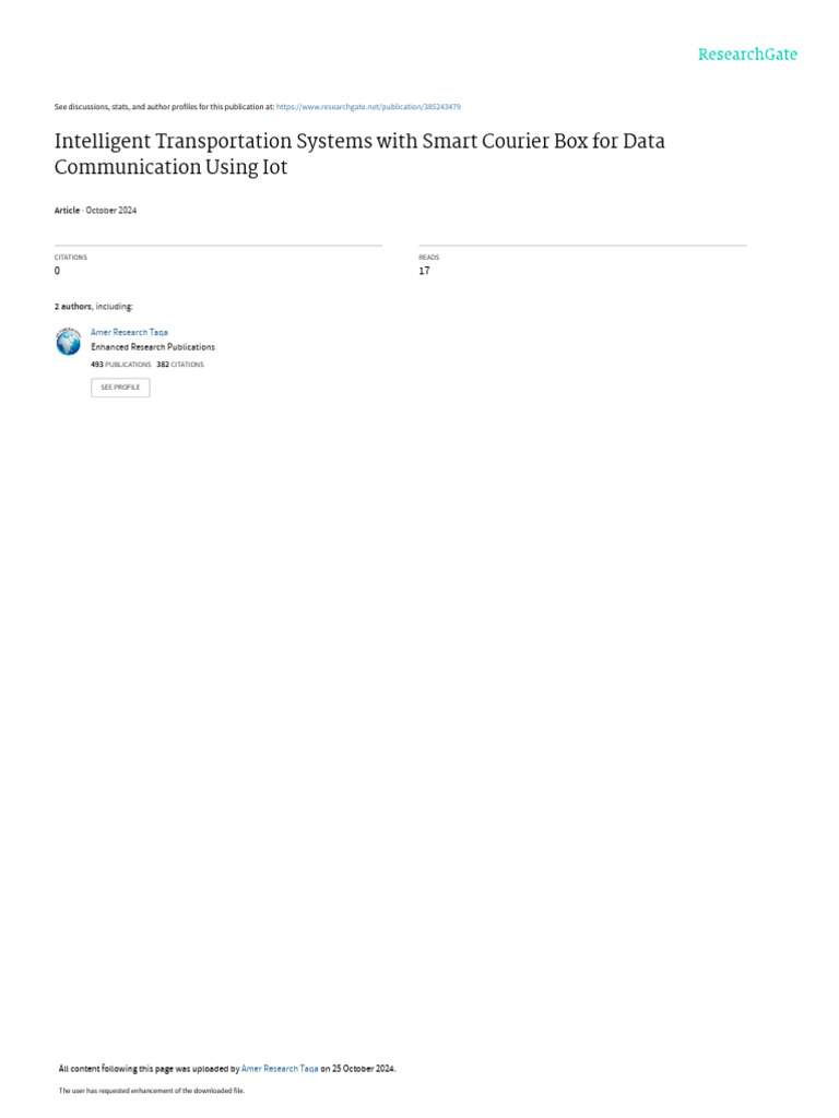 Intelligent Transportation Systems With Smart Courier Box For Data ...