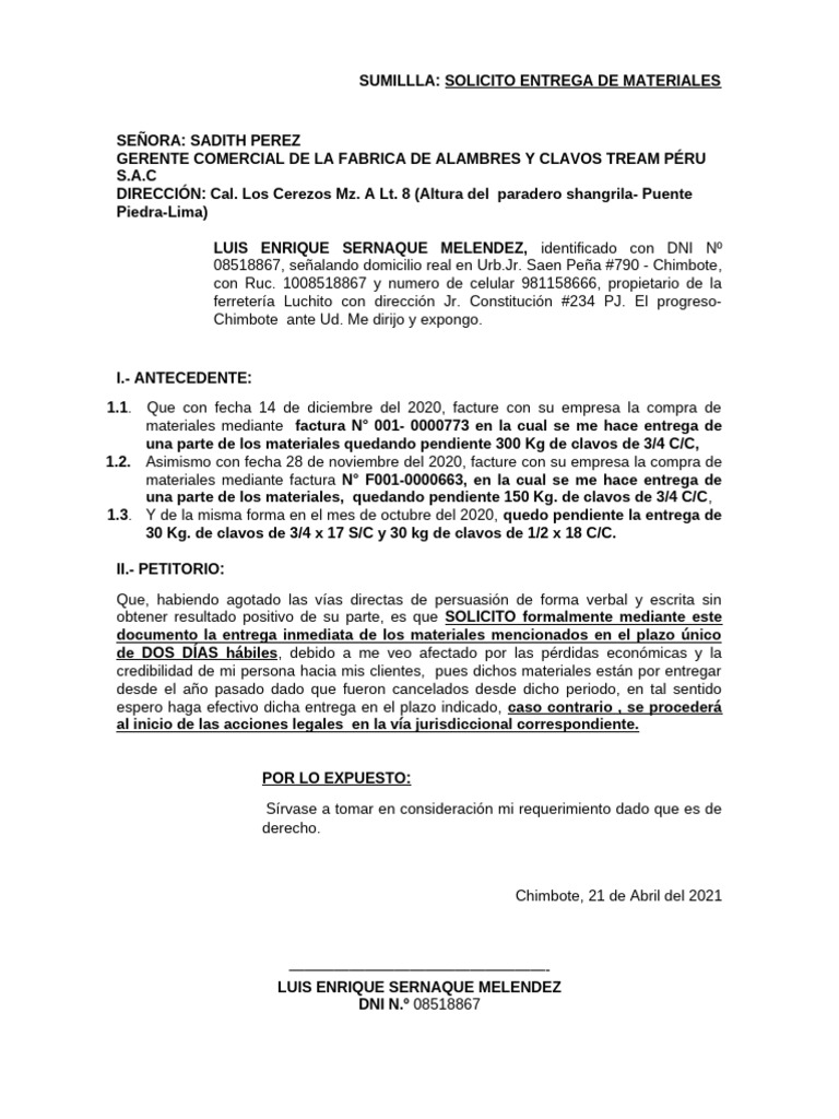 01) CARTA NOTARIAL RUDY | PDF