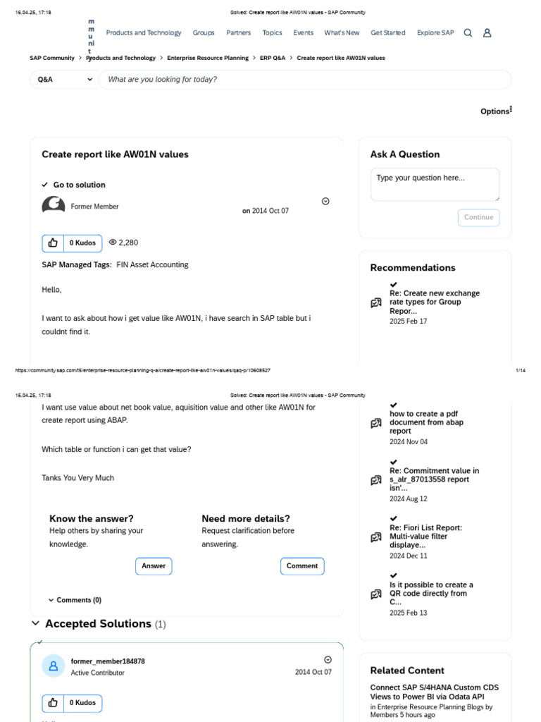 Solved - Create Report Like AW01N Values - SAP Community | PDF | Computing