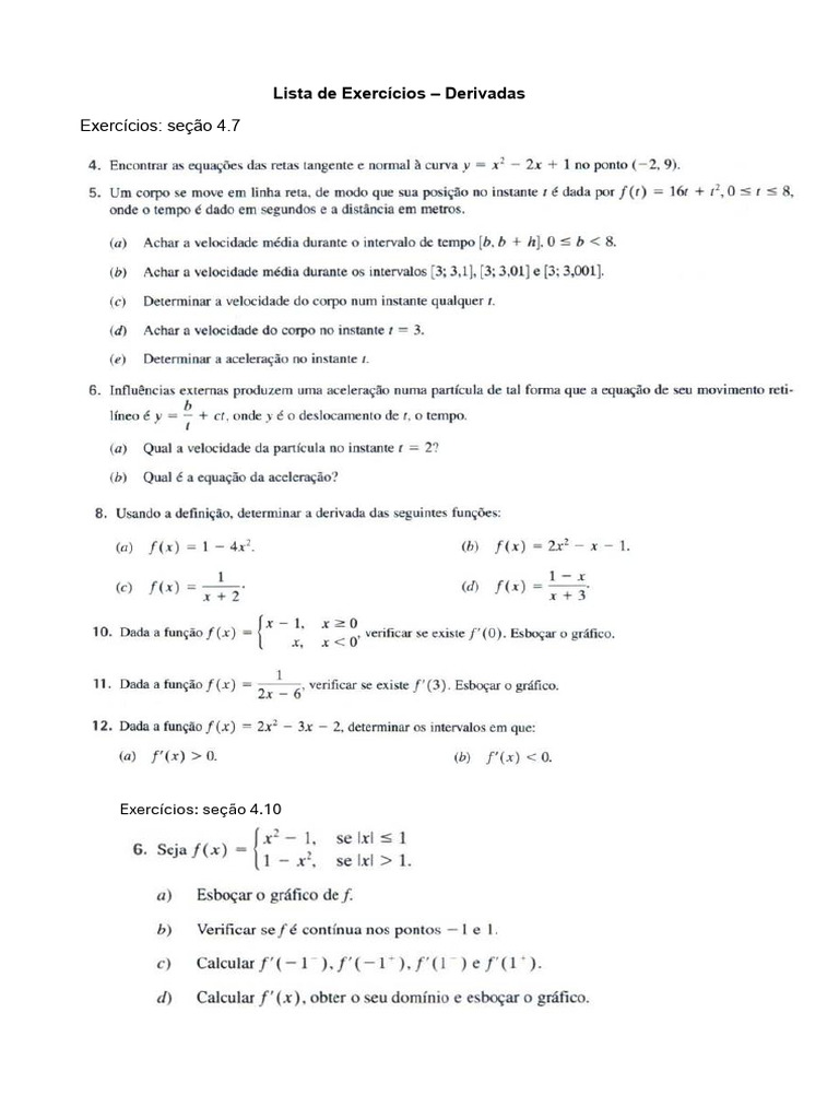 Lista 5-Derivadas Parte 1 | PDF