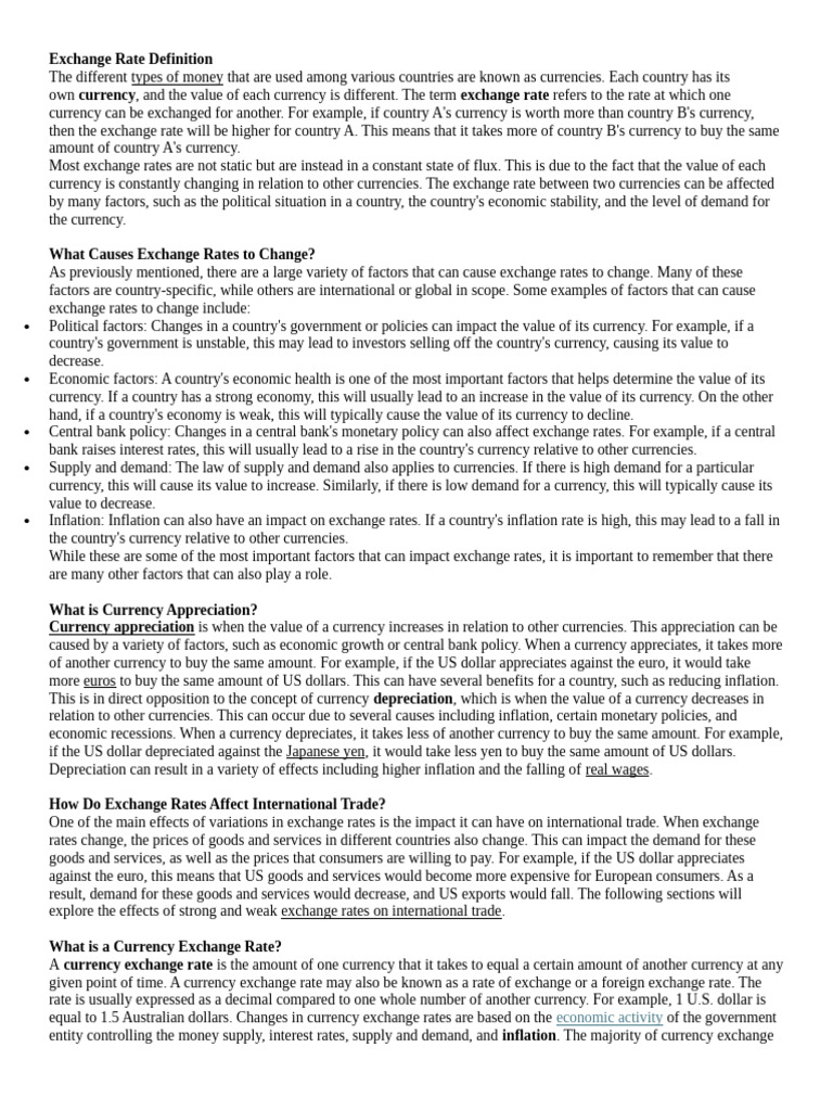 Understanding Exchange Rates and Their Impact | PDF | Exchange Rate ...