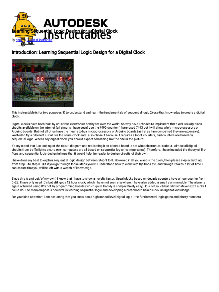 Learning Sequential Logic Design for a Digital Clock _ 14 Steps - Instructables | PDF ...