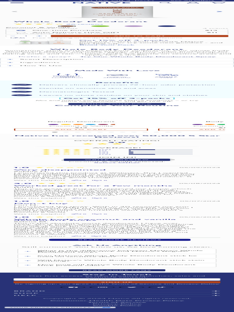 Native Whole Body Deodorant Coconut & Vanilla | PDF | Odor